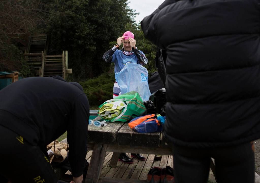 Scantily clad is the dress code for these cold rush swimmers | Whidbey ...